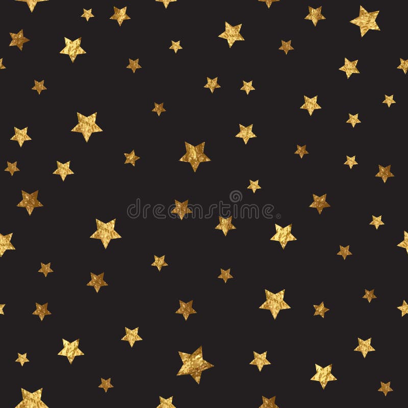Seamless Pattern with Golden Stars on Black Background. Endless Shiny ...
