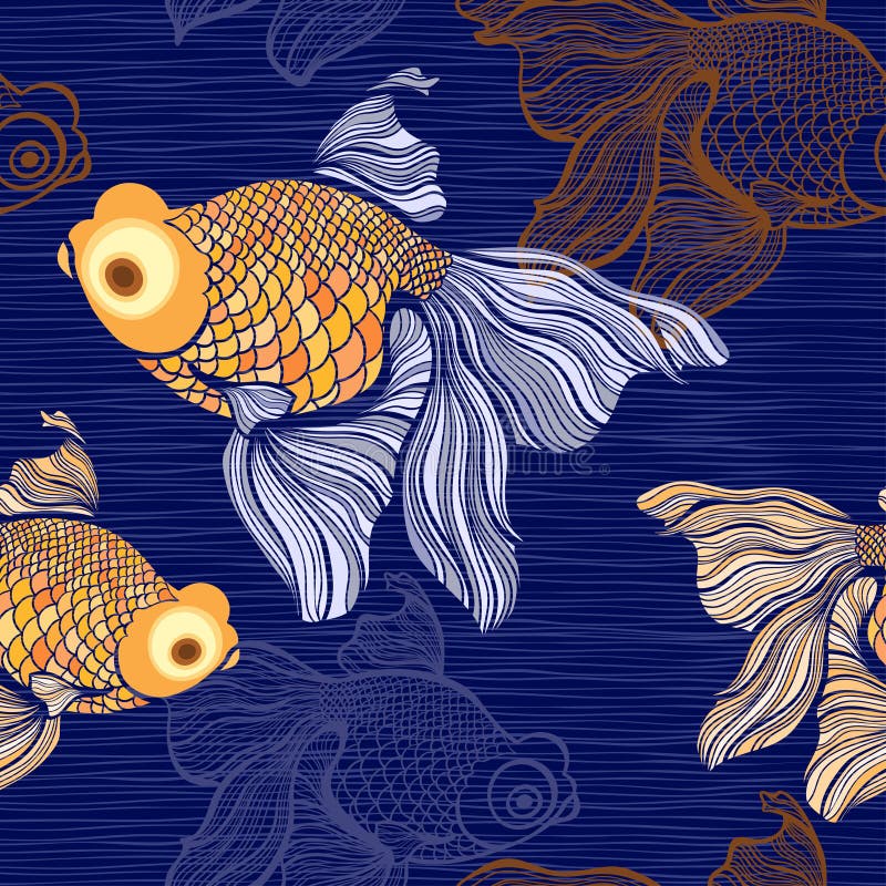 Seamless Pattern with Goldfish. Stock Illustration - Illustration of ...