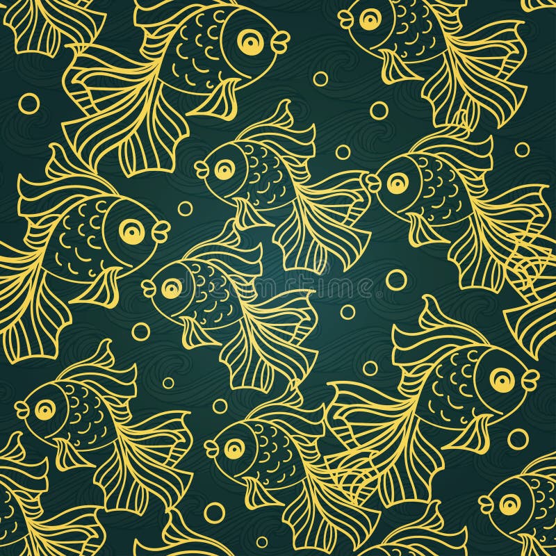 Seamless Pattern with Goldfish. Stock Vector - Illustration of gold ...