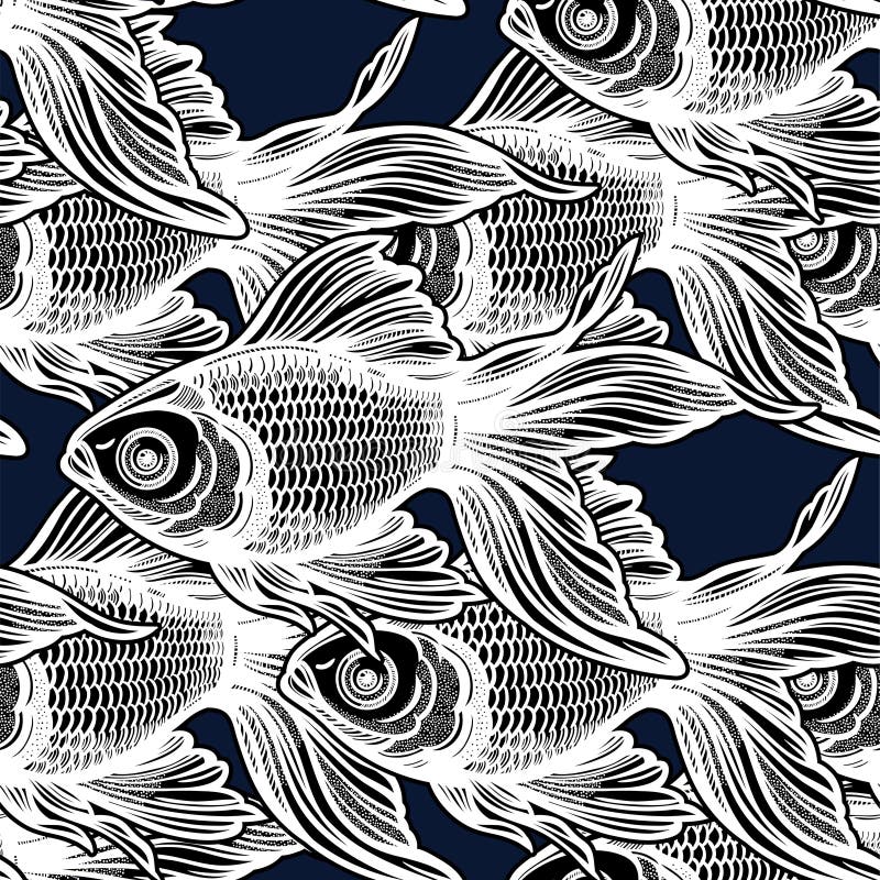 Seamless Pattern with Goldfish. Stock Vector - Illustration of element ...
