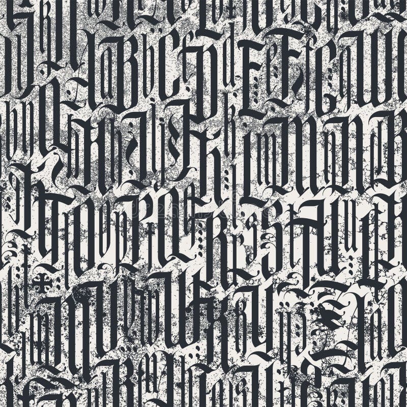 Seamless Pattern of Gothic Letters Stock Vector - Illustration of ...