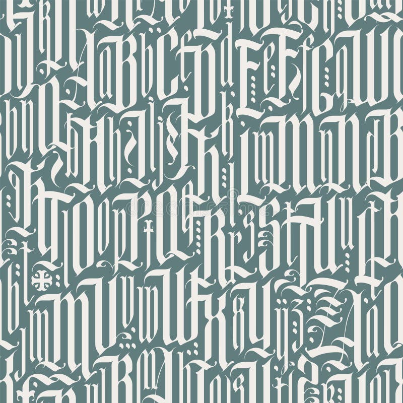Seamless Pattern of Gothic Letters Stock Illustration - Illustration of ...