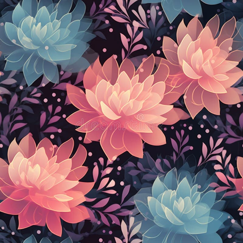 Seamless Pattern with Gradient Flowers. Vector Illustration Stock ...