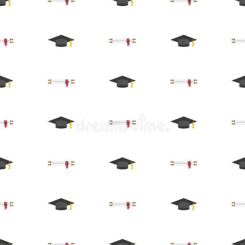 Seamless Pattern with Graduation Cap. Stock Vector - Illustration of ...