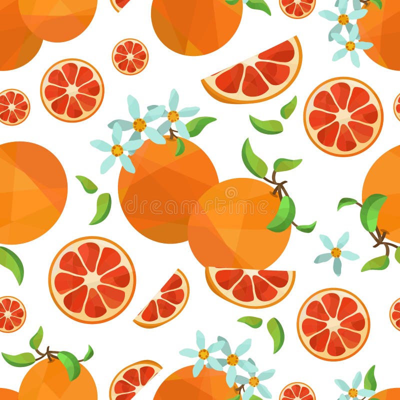 Seamless Pattern Grapefruit and Flower Stock Vector - Illustration of ...