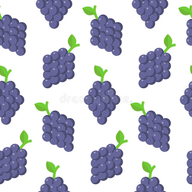 Seamless Pattern with Grapes in Flat Style. Vector Illustration Stock ...