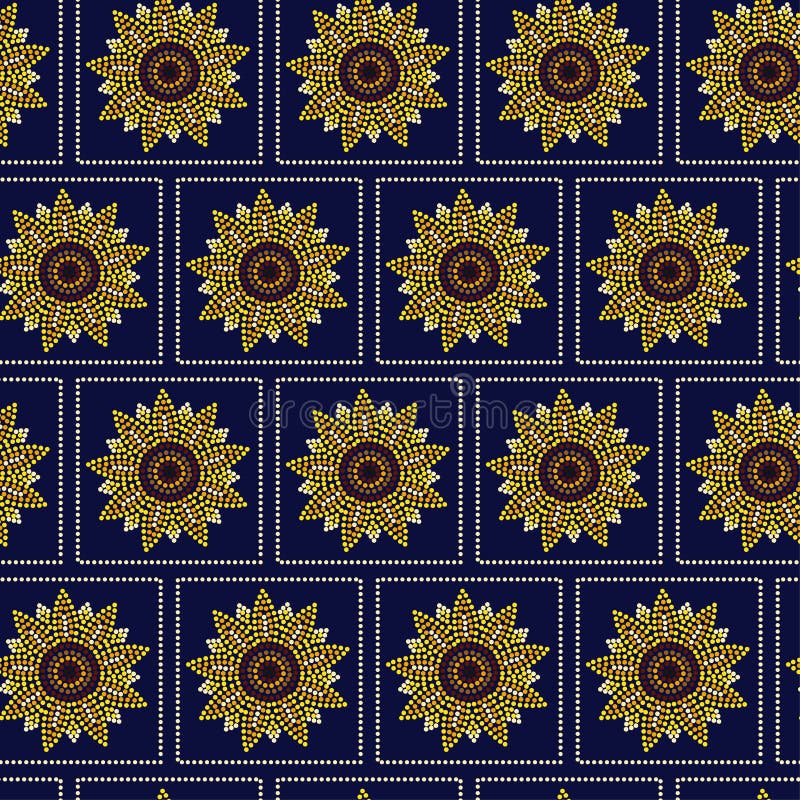 Seamless Pattern Graphic Sunflower in Dots Stock Vector - Illustration ...