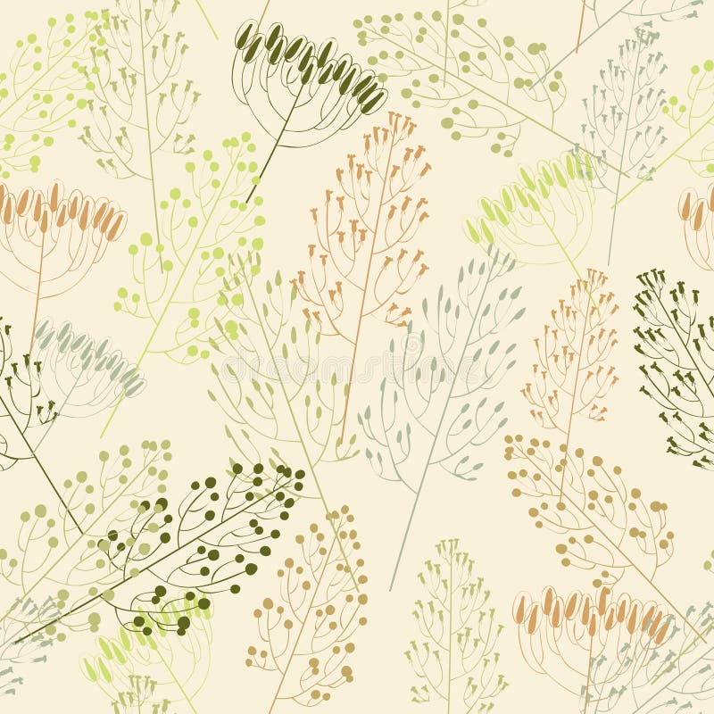 Seamless Pattern with Grass Stock Vector - Illustration of twig ...