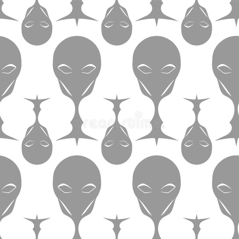 Seamless Pattern Gray Graphic Aliens on White Background, Texture Stock ...