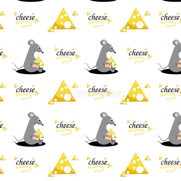 Seamless Pattern of Gray Mice and Cheese Stock Vector - Illustration of ...