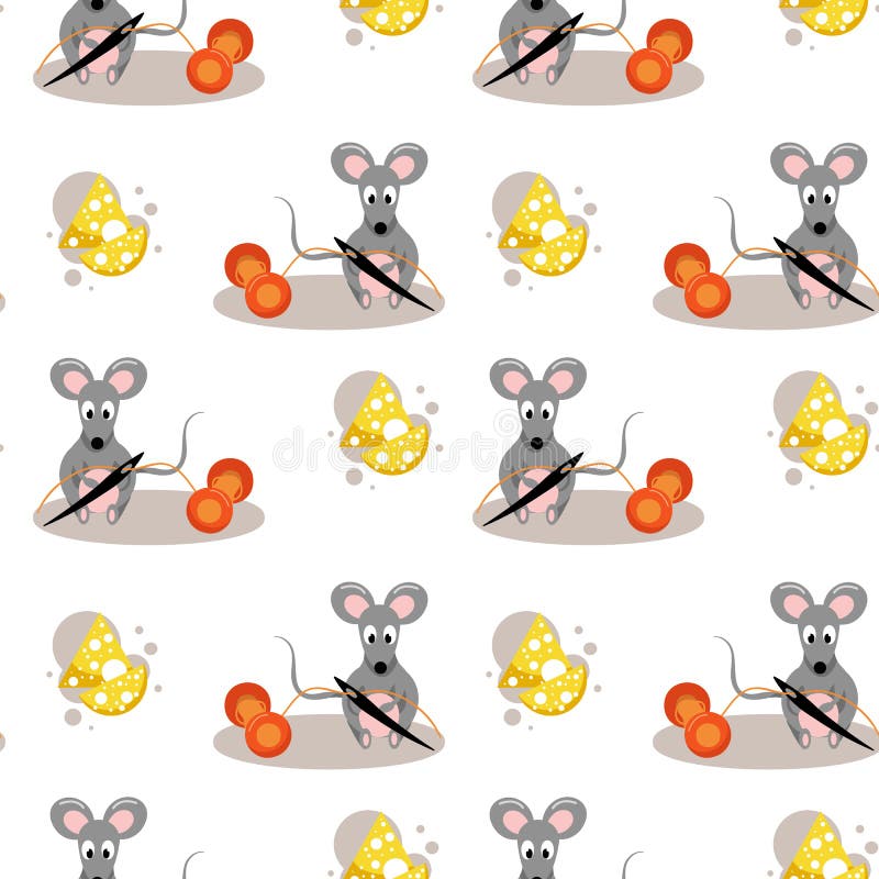 Seamless Pattern of Mice with a Needle and a Spool of Thread Stock ...