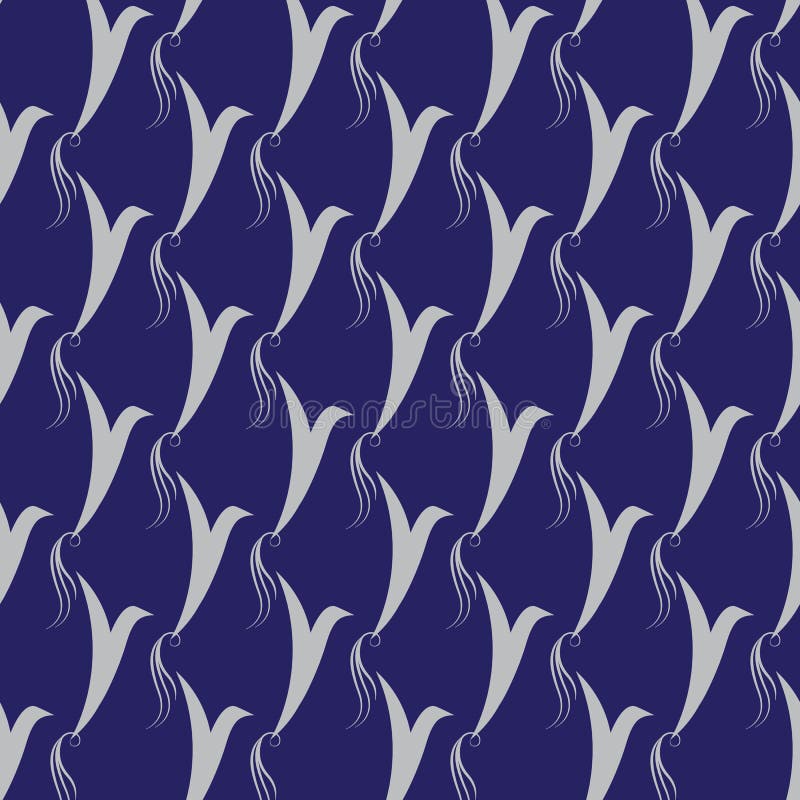 Seamless Pattern with Gray Ornament on a Blue Background Stock ...