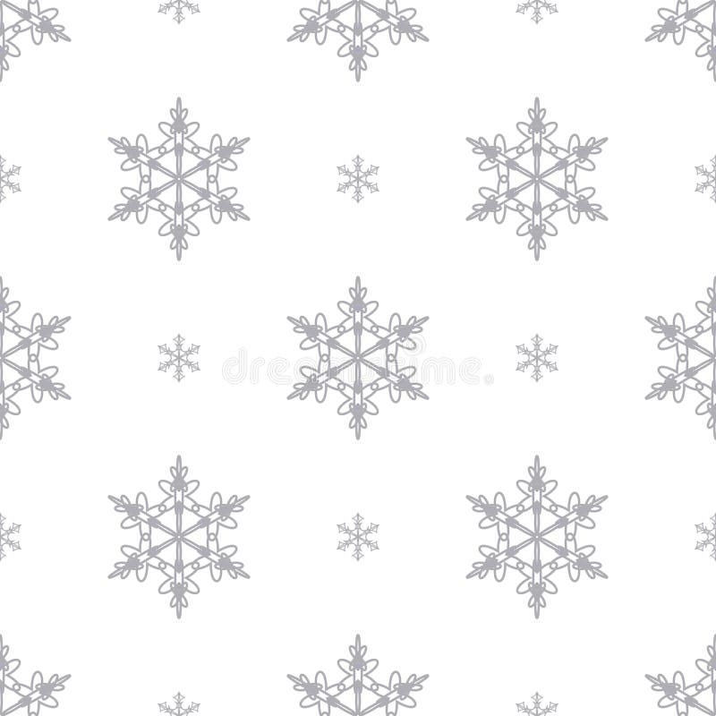 Seamless Pattern of Gray Snowflakes on a White Background Stock Vector ...