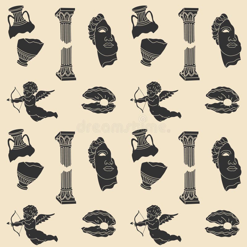 Seamless Pattern with Greek Ancient Sculpture Stock Vector ...