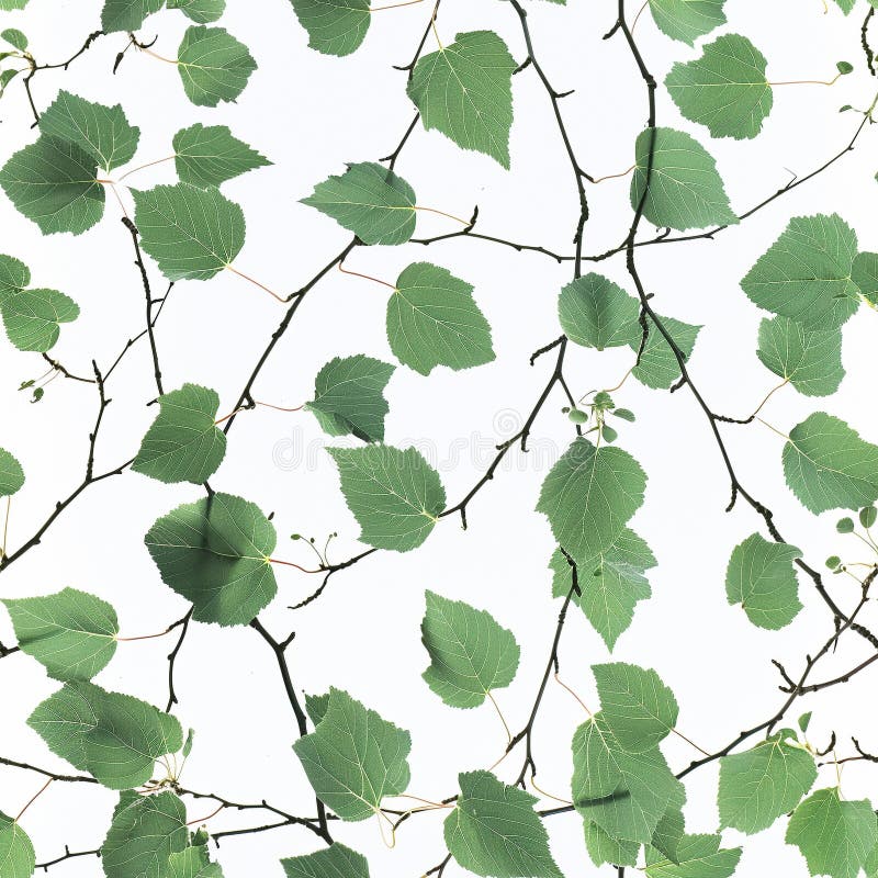 Seamless Pattern of Green Aspen Tree Leaves on a Pristine Stock ...