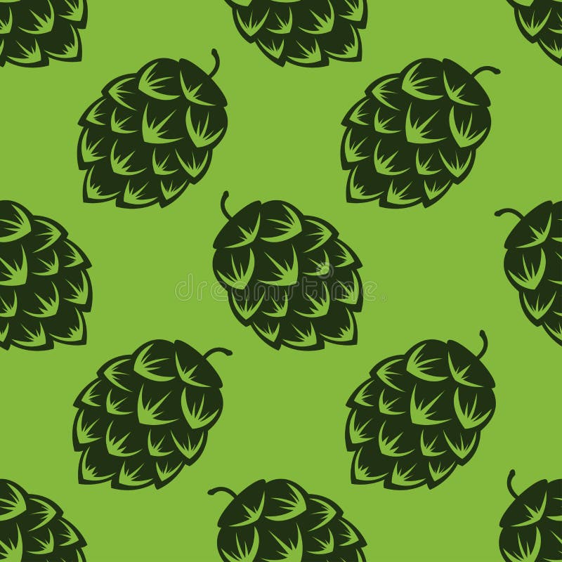 Seamless Pattern with Green Beer Hops, Colorful Vector Illustration ...