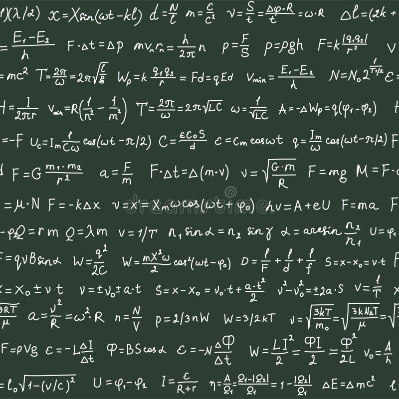 Seamless Pattern on the Green Blackboard with Handwriting Text and ...