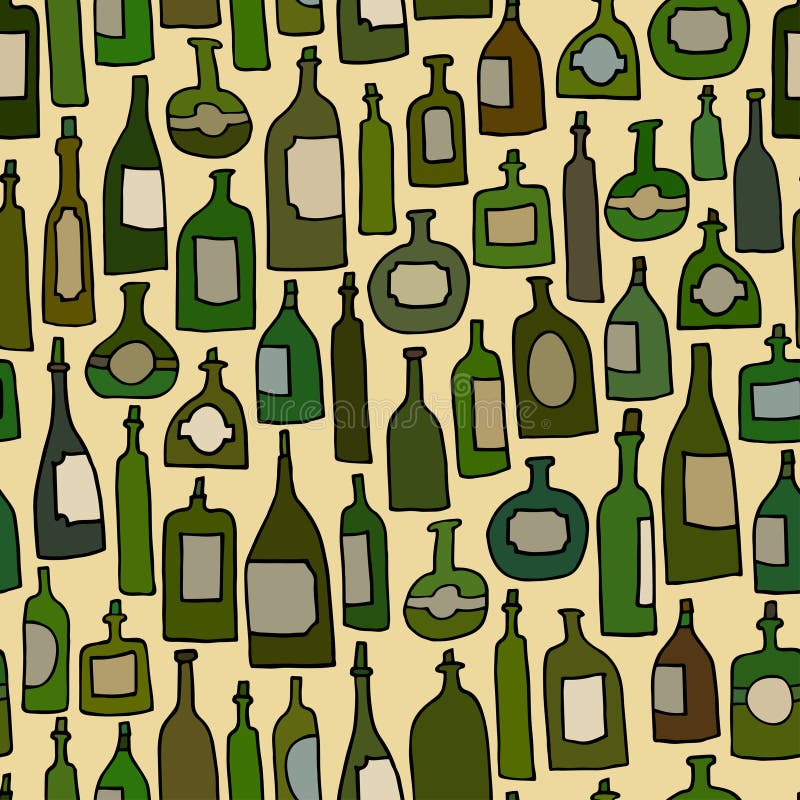 Seamless Pattern with Green Bottles Stock Vector - Illustration of ...