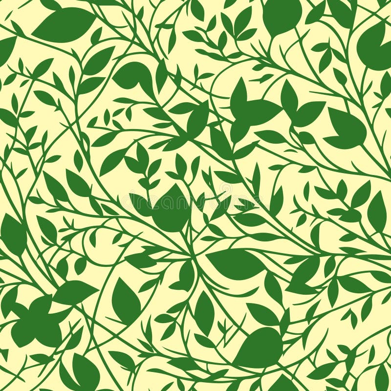Seamless Pattern with Green Branches and Leaves Stock Vector ...