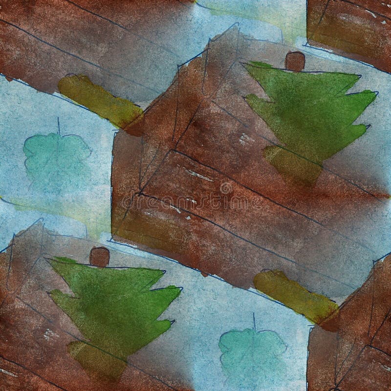 Seamless Pattern Green, Brown Watercolor Texture Stock Illustration ...