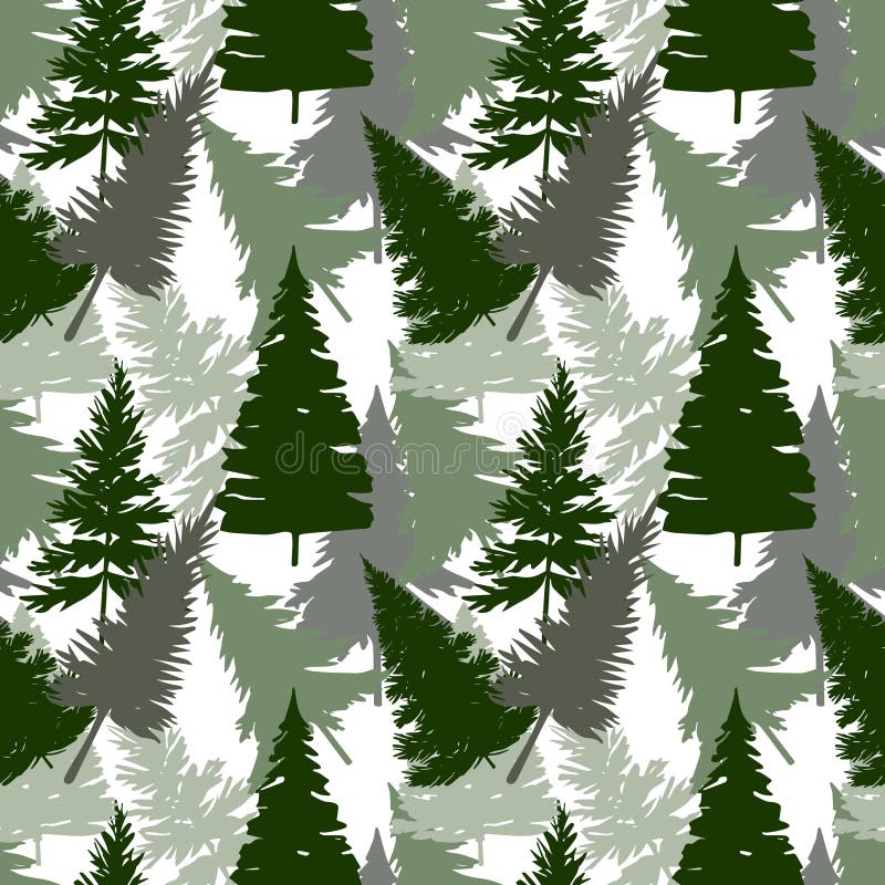 Seamless Pattern with Green Christmas Trees. Forest with Pine and Fir ...