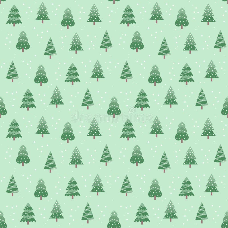 Seamless Pattern with Green Christmas Trees on a Pastel Green ...
