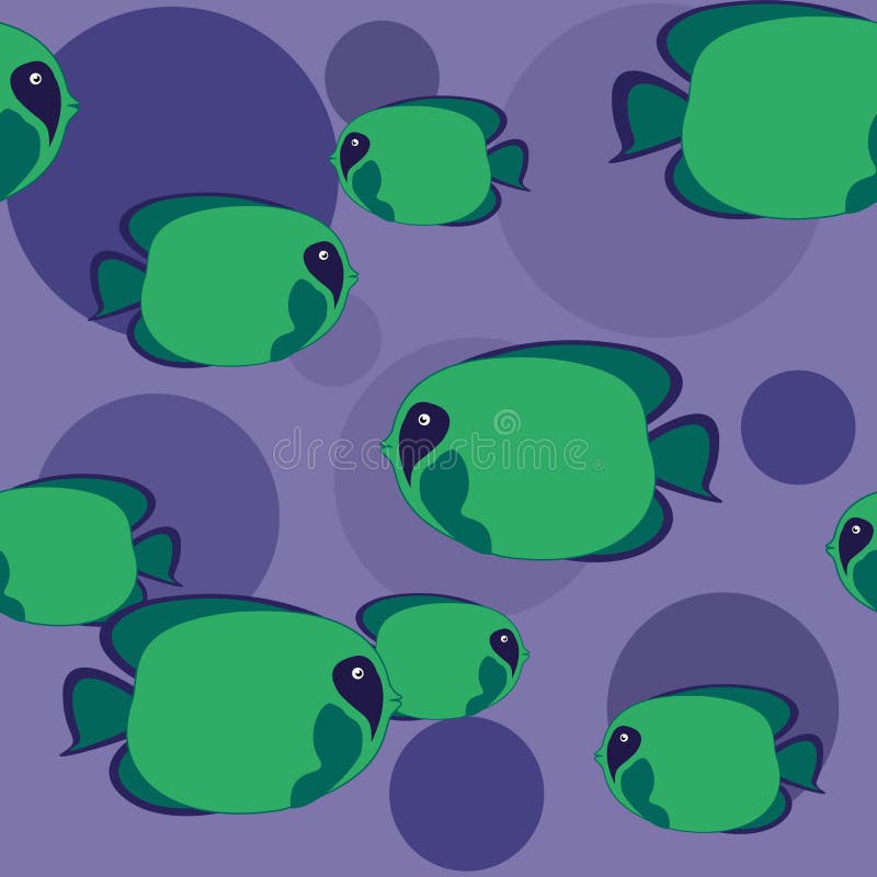 Seamless Pattern - Green Fish Stock Vector - Illustration of green ...