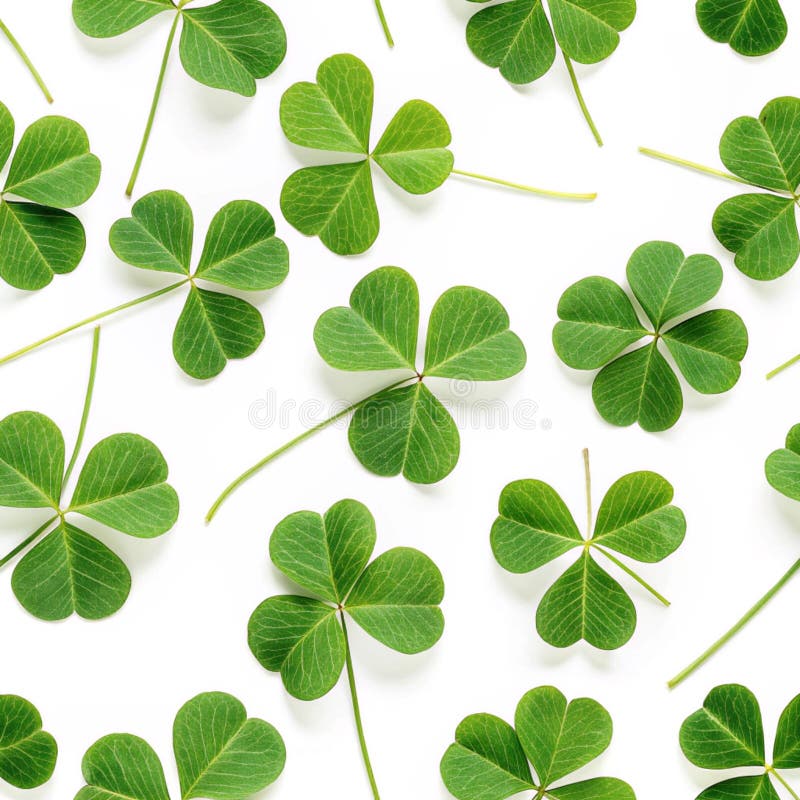 Seamless Pattern of Green Four-leaf Clover Leaves Isolated on ...