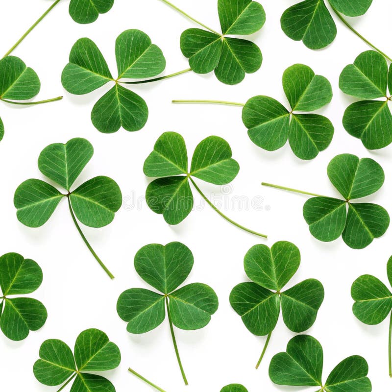 Seamless Pattern of Green Four-leaf Clover Leaves Isolated on ...