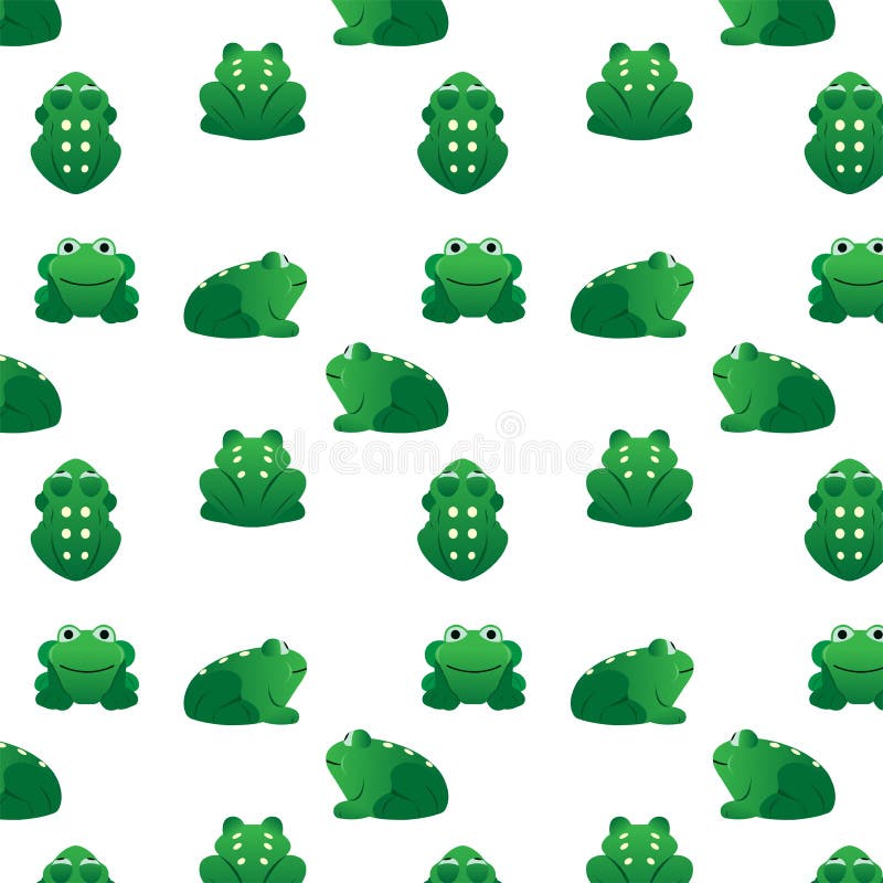 Seamless Pattern Green Frogs Top View, Right, Left, Front, Back on a ...