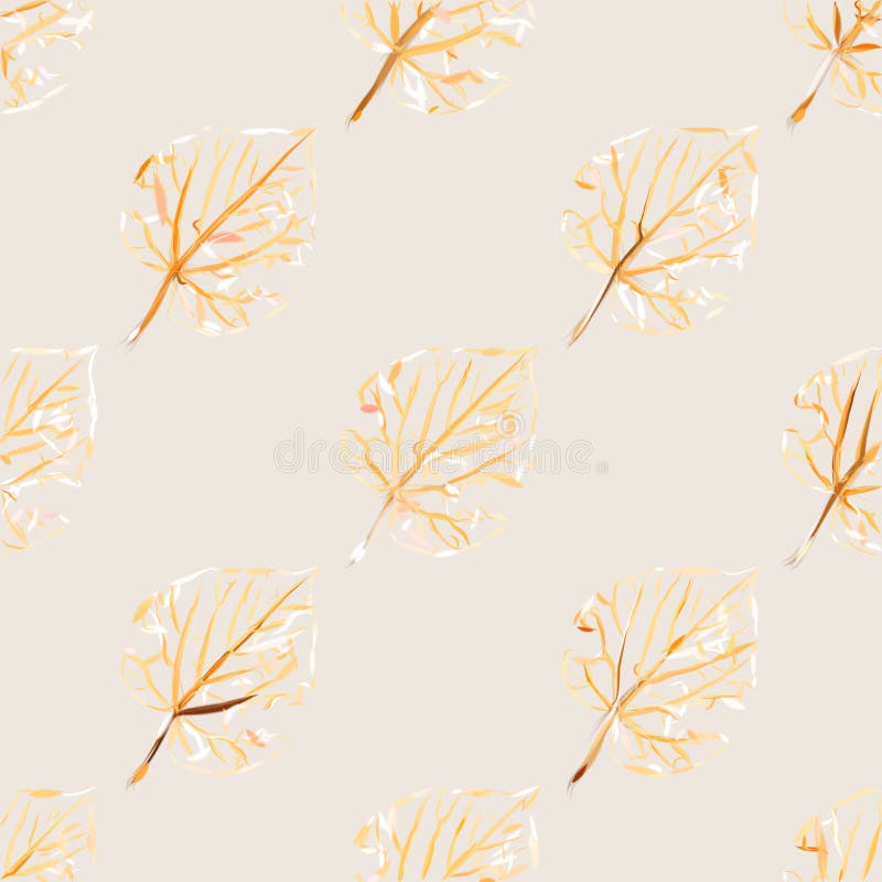 Pattern Green Leaves on a Cream Background Stock Illustration ...