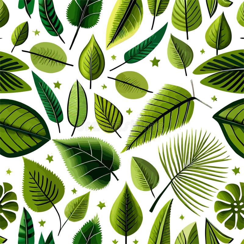 Seamless Pattern with Green Leaves Stock Vector - Illustration of ...