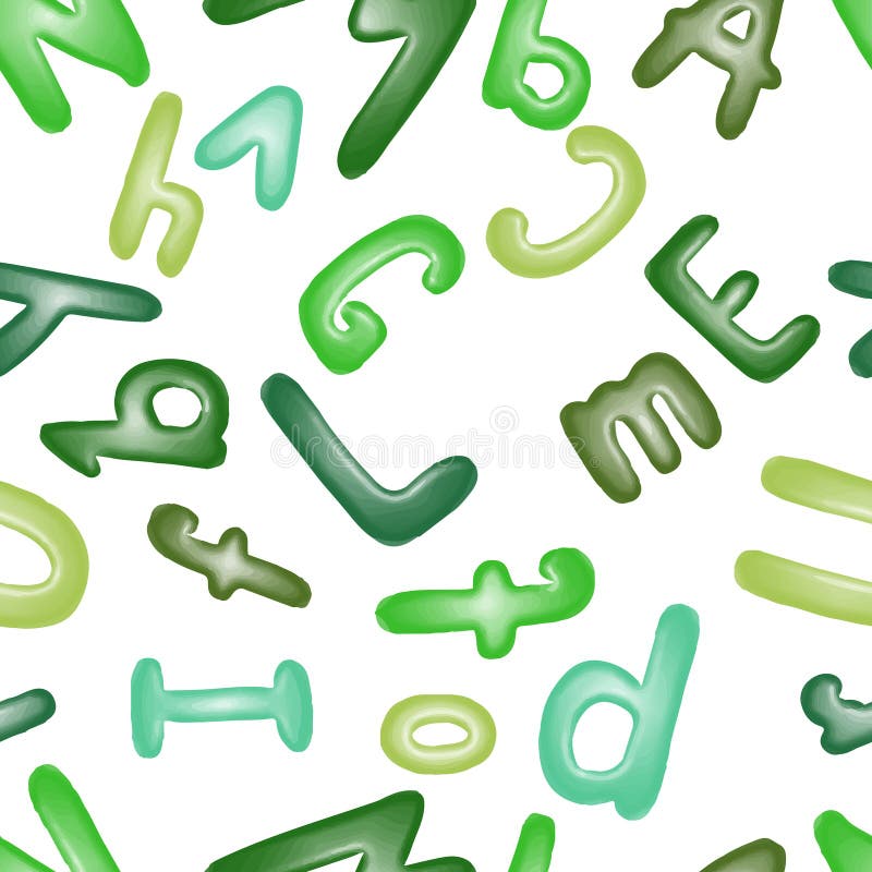 Seamless Pattern with Green Letters. Wallpaper with ABC. Stock Vector ...