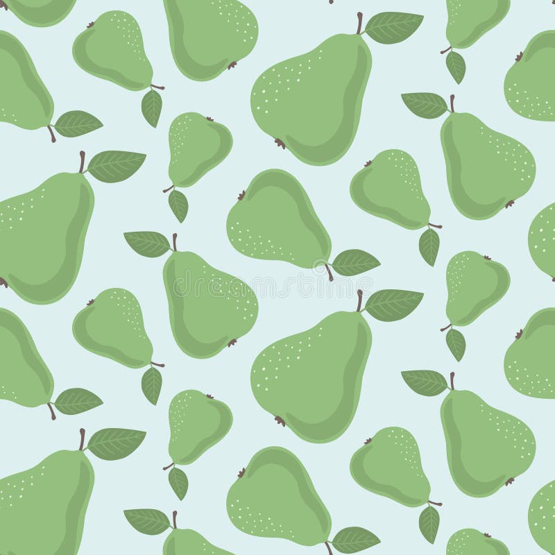 Seamless Pattern with Green Pears on Blue Background Stock Vector ...