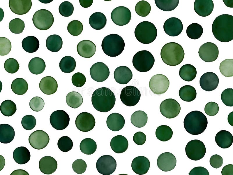 Seamless Pattern of Green Polka Dots Painted on a White Background ...