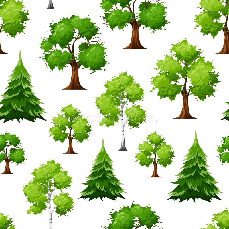 Set of Green Trees and Dead Trees, Vector Illustration Stock Vector ...