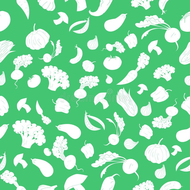 Seamless Pattern Green Vegetables Background Stock Vector ...