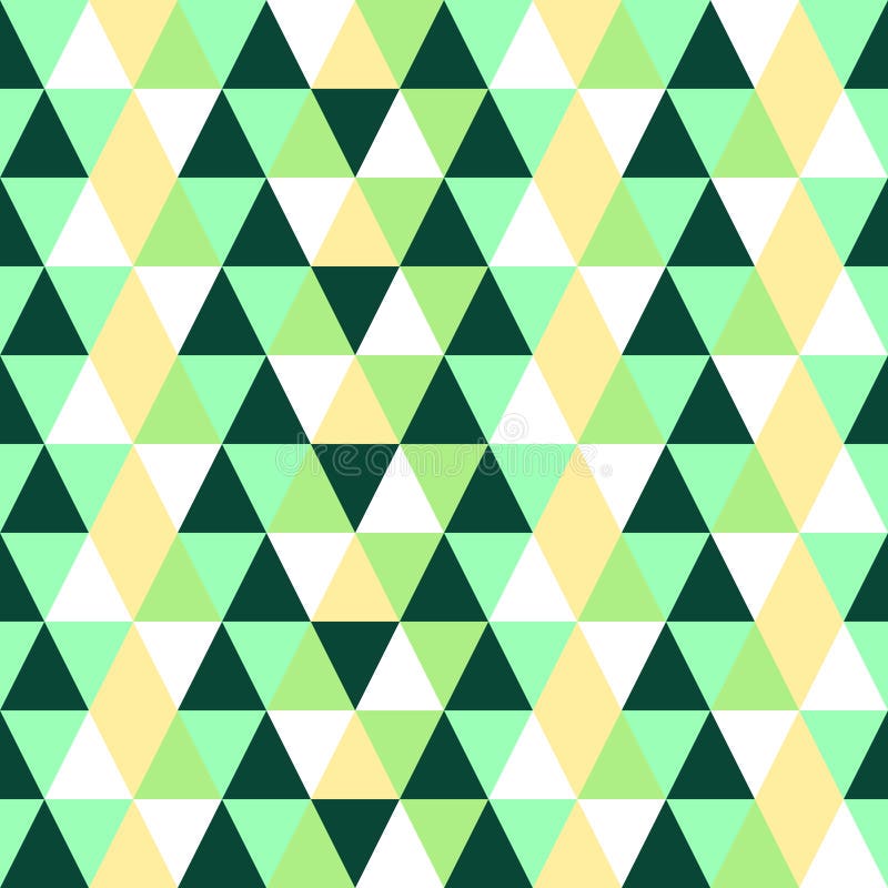 Seamless Pattern with Green, Yellow and White Triangles Stock ...