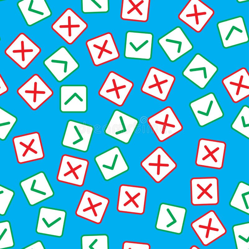Seamless Pattern with Green Yes Checkbox and Red NO Checkbox Stock ...