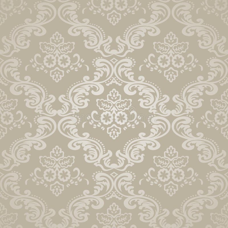 Seamless Pattern Grey Damask Wallpaper. Stock Vector - Illustration of ...