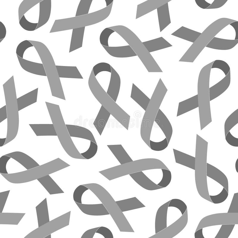 Seamless Pattern with Grey Ribbons. Brain Cancer Awareness Stock Vector ...