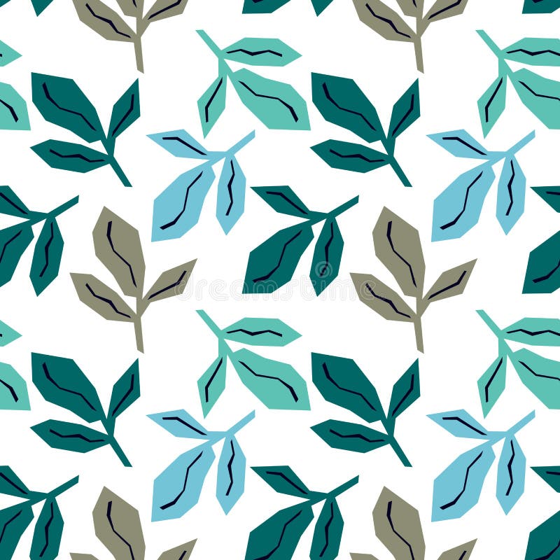 Bright Abstract Blue Turquoise Pattern Leaves Stock Illustrations ...