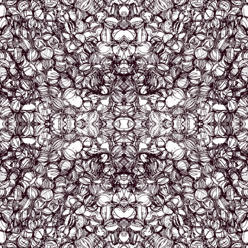 Seamless Pattern with Grid of Grunge Striped Oval Elements in Brown and ...