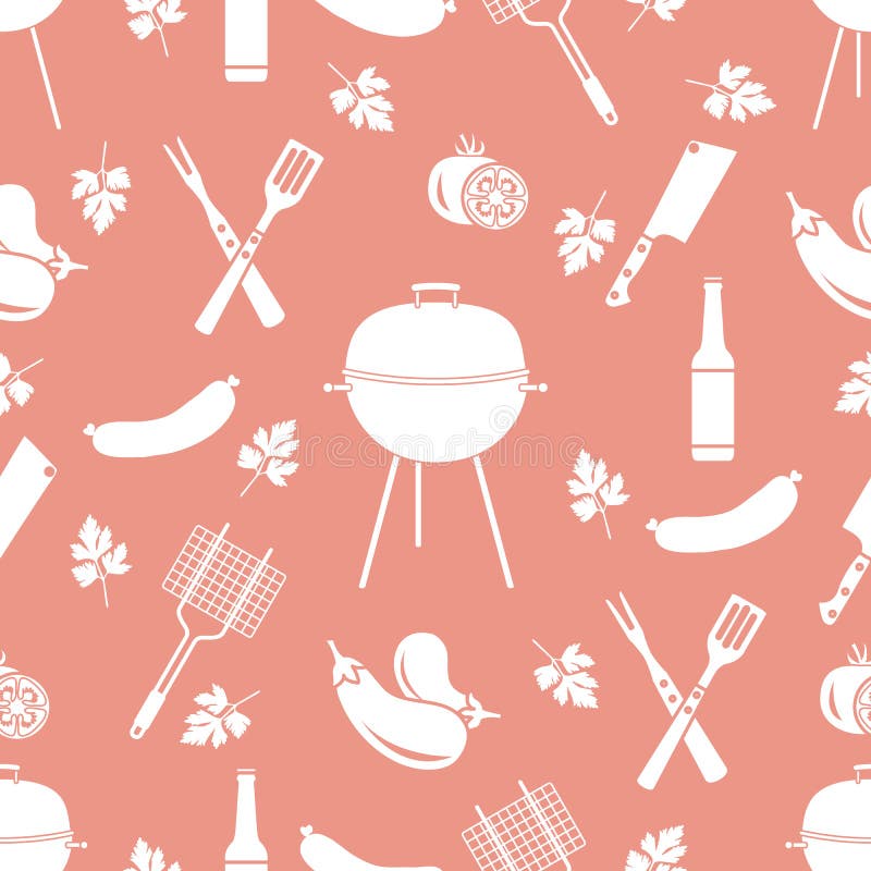 Seamless Pattern with Grill, Barbecue Tools. BBQ Stock Vector ...