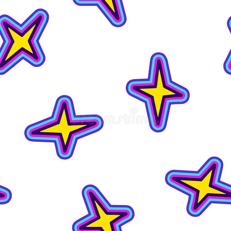 Colorful Groovy Hippie Pattern with Geometric Star Shapes on White ...