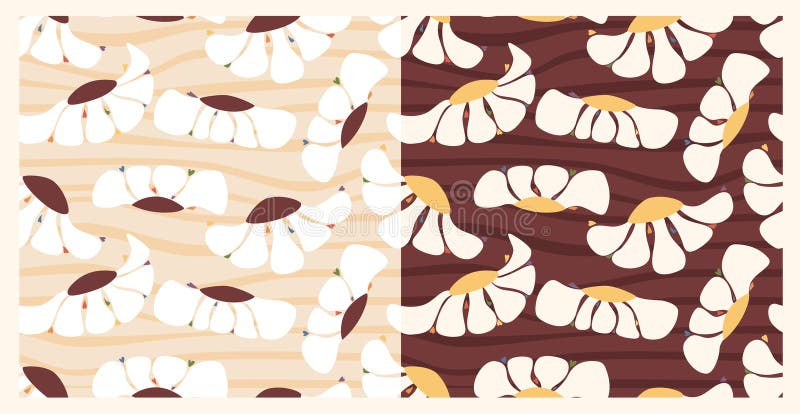 Seamless Pattern Groovy White Daisy Flower Power on Distorted Stripe ...