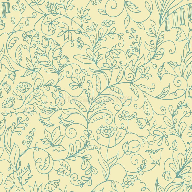 Seamless Pattern Growing from Each Other Different Flowers Stock Vector ...