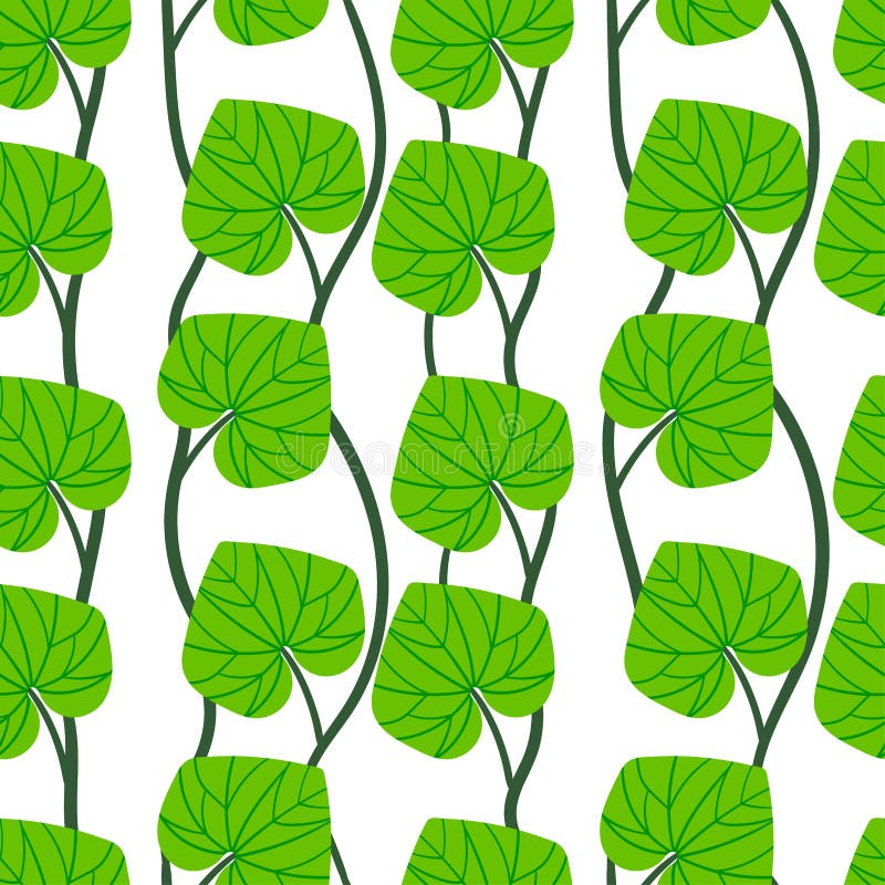 Seamless Pattern with Growing Green Leaves Stock Vector - Illustration ...