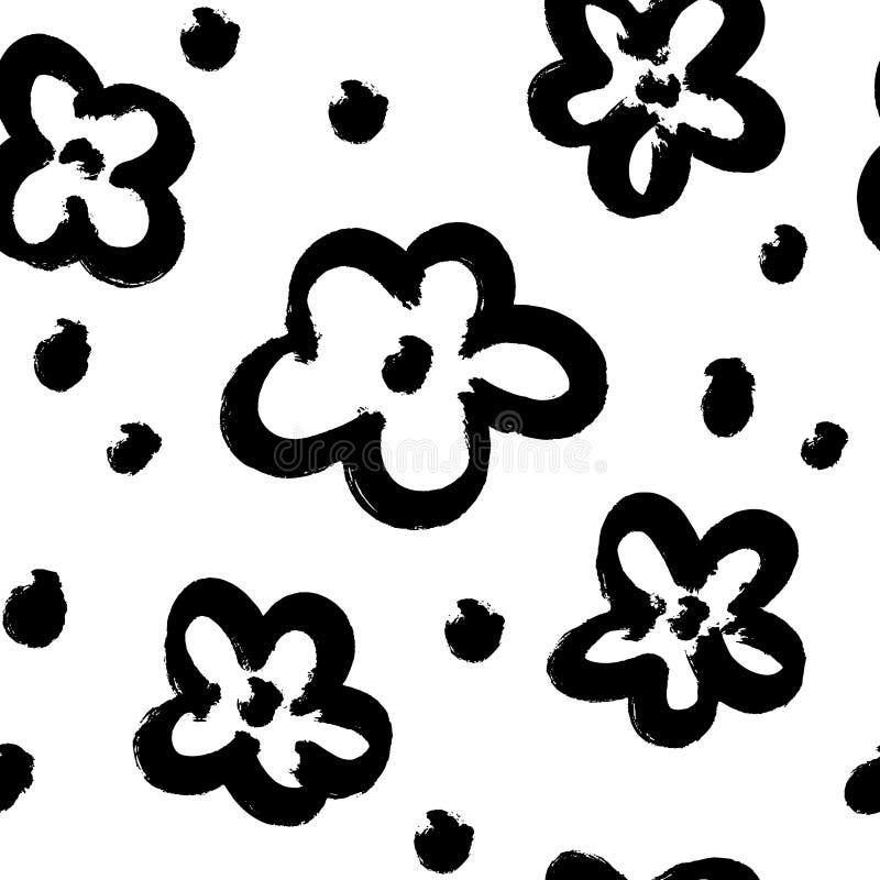 Seamless Pattern with Grunge Flowers Stock Vector - Illustration of ...