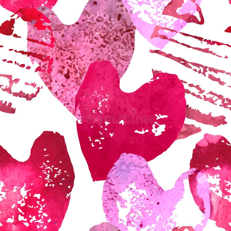 Seamless Pattern with Grunge Hearts. Stock Vector - Illustration of ...